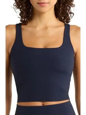 MPG Crop Rib Tank Top Navy Blazer