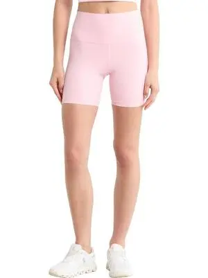 MPG Ribbed High-waist Shorts - Baby Pink