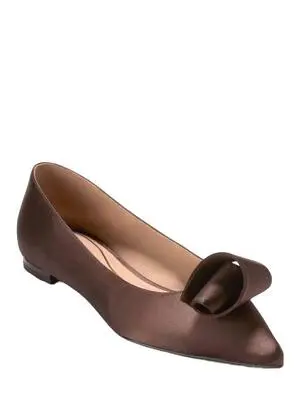 Cole Haan Florette Pointed Toe Skimmer Flat - Dark Chocolate Satin