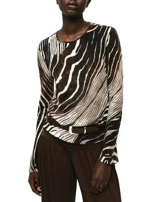 Mango Zebra Print Top - Black