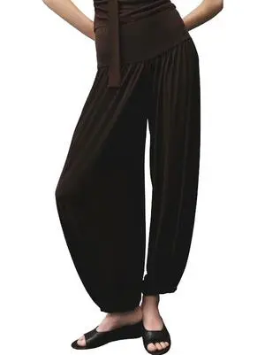 Mango Elastic Waist Balloon Pants - Brown