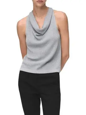 Mango Metallic Cowl Neck Sweater Vest - Silver