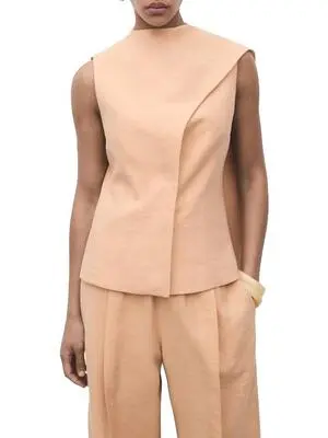 Mango Asymmetric Sleeveless Top - Nude