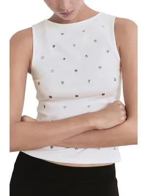 MANGO Studded Sleeveless Top