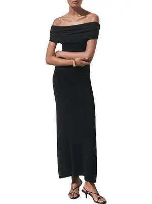 Mango Strapless Knit Maxi Dress - Black