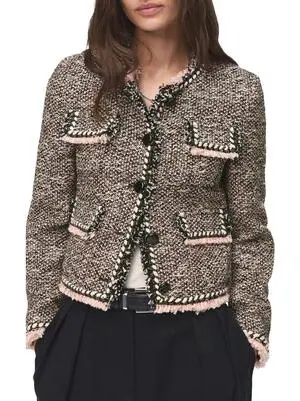 MANGO Button-Front Tweed Jacket