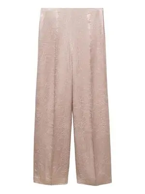 Mango Crinkle Satin Wide-leg Pants - Pastel Pink