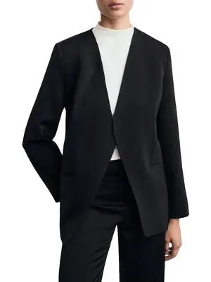 Mango Double-breasted Suit Jacket - Black