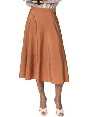 Mango Satin Midi Skirt - Caramel