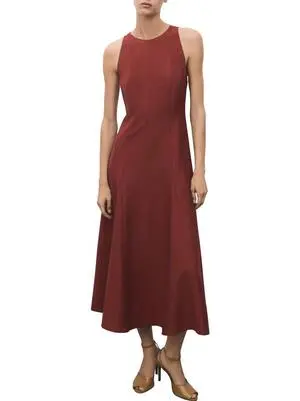 Mango Sleeveless Flared Maxi Dress Burnt Orange