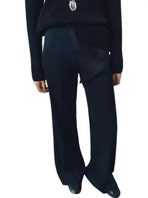 Mango Long Flare Leg Pants - Navy