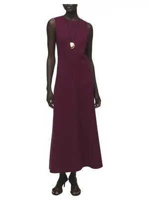 Mango Sleeveless Flared Dress - Burgundy