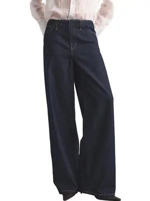 MANGO Bandless Mid-Rise Wide-Leg Jeans