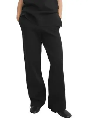 Mango Milano Fabric Pajama Pants - Black