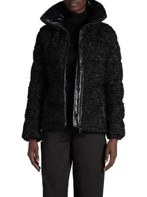 Moncler Urbel Metallic Tweed Down Jacket - Black
