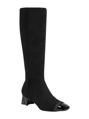 Karl Lagerfeld Paris Shivon Knee High Cap Toe Boots - Black