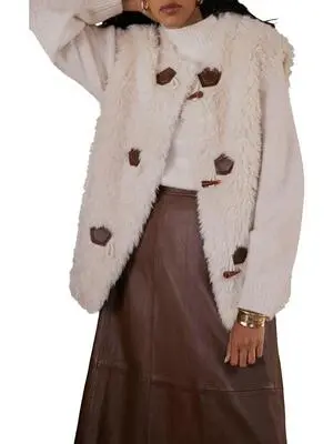 Mint Velvet Faux Fur Vest - Neutral