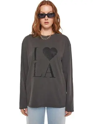 Sprwmn I Love La Rhinestone Sweatshirt - Black