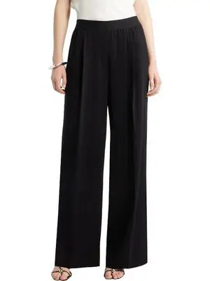 Nordstrom Pleat Front Pull-on Trousers - Black