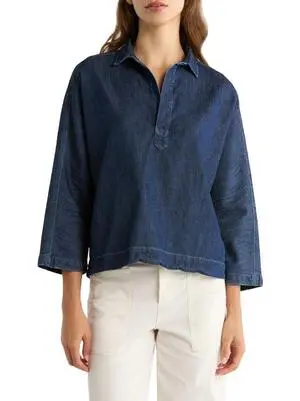 Frank & Eileen Denim Popover Top - Vintage Dark Wash