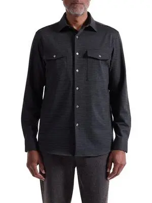 Bugatchi Knit Button-up Shirt - Black