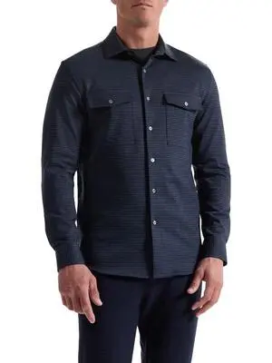 Bugatchi Knit Button-up Shirt - Navy