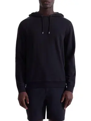 Bugatchi Textured Piqué Knit Hoodie Black