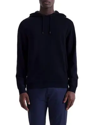 Bugatchi Textured Piqué Knit Hoodie Navy