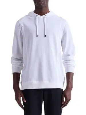 Bugatchi Textured Piqué Knit Hoodie White
