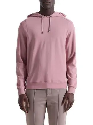 Bugatchi Textured Piqué Knit Hoodie - Wood Rose