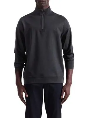 Bugatchi Quarter-Zip Double-Faced Pullover Anthracite