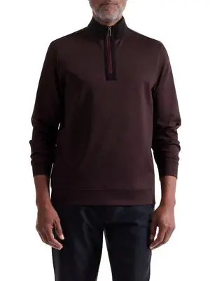 Bugatchi Quarter-Zip Double-Faced Pullover Burgundy