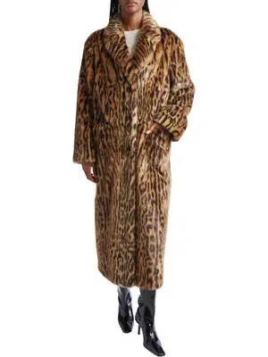 STAND STUDIO Marceline Pard Print Faux Fur Coat - Leo