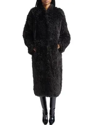 STAND STUDIO Carolina Faux Shearling Coat Smoke Grey