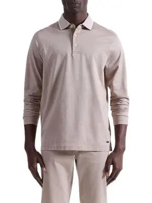 Bugatchi Mercerized Cotton Long Sleeve Polo - Cobblestone