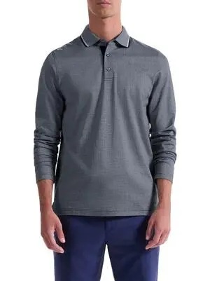 Bugatchi Mercerized Cotton Long Sleeve Polo - Navy