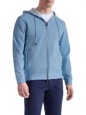 Bugatchi Piqué Zip-Up Hoodie Air Blue