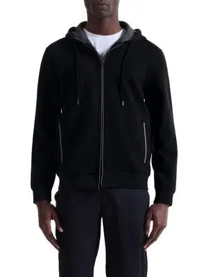 Bugatchi Piqué Zip-up Hoodie - Black