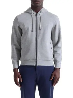 Bugatchi Piqué Zip-Up Hoodie Cement
