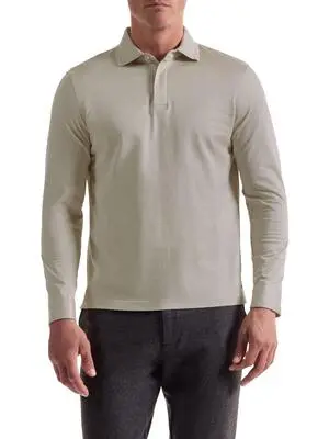 Bugatchi Mercerized Cotton Long Sleeve Polo - Limestone