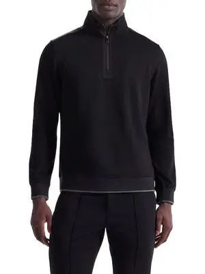 Bugatchi Soft Touch Quarter Zip Pullover - Black