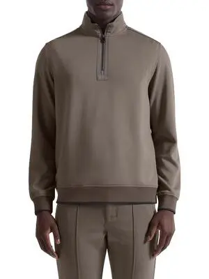 Bugatchi Soft Touch Quarter Zip Pullover - Walnut