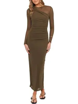 PETAL & PUP Tormund Long Sleeve Sheath Dress - Olive