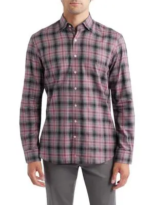 Johnnie-o Angelos Plaid Cotton Button-up Shirt - Rosewood