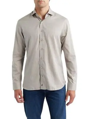 Johnnie-o Augustin Herringbone Cotton Button-up Shirt - Hazelnut