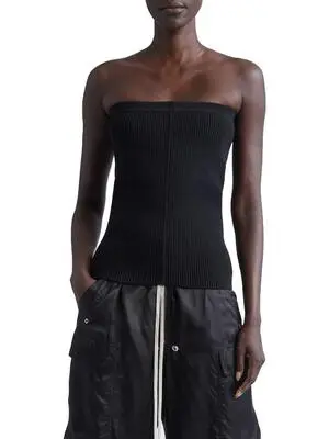 Rick Owens Rib Virgin Wool Blend Tube Top - Black