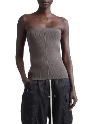 Rick Owens Rib Virgin Wool Blend Tube Top - Darkdust