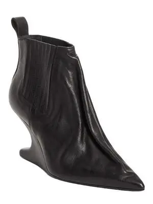 Rick Owens Pointed Toe Wedge Chelsea Boot - Black