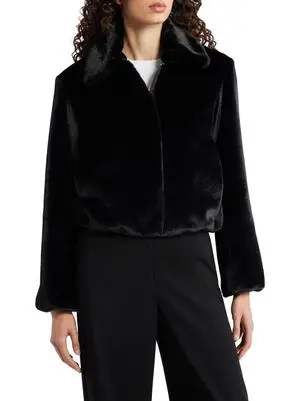 Theory Faux Fur Coat - Black