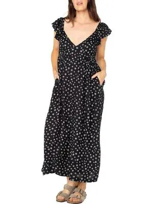 Roxy Bohemian Nights Floral Maxi Dress - Anthracite